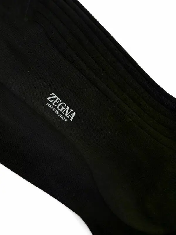 Zegna Ribbed Knit Logo Socks