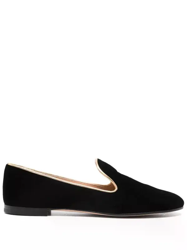 GIANVITO ROSSI Trimmed Calf Suede Loafers - Black