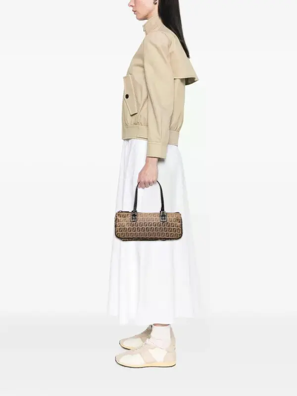 Fendi Zucchino Canvas Handbag - Brown