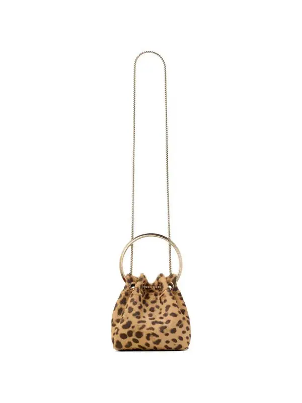 JIMMY CHOO Bon Bon Leopard-print Mini Bag With Circle Handle - Neutrals
