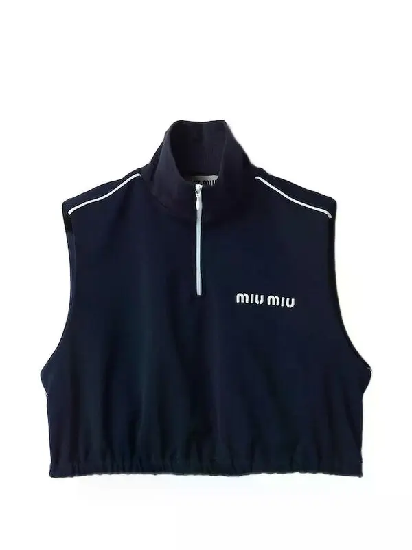 Miu Miu Quarter-zip Cropped Vest - Blue