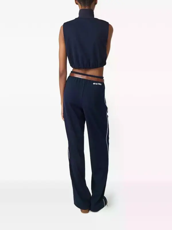 Miu Miu Quarter-zip Cropped Technical Vest With Contrast Piping - Blue