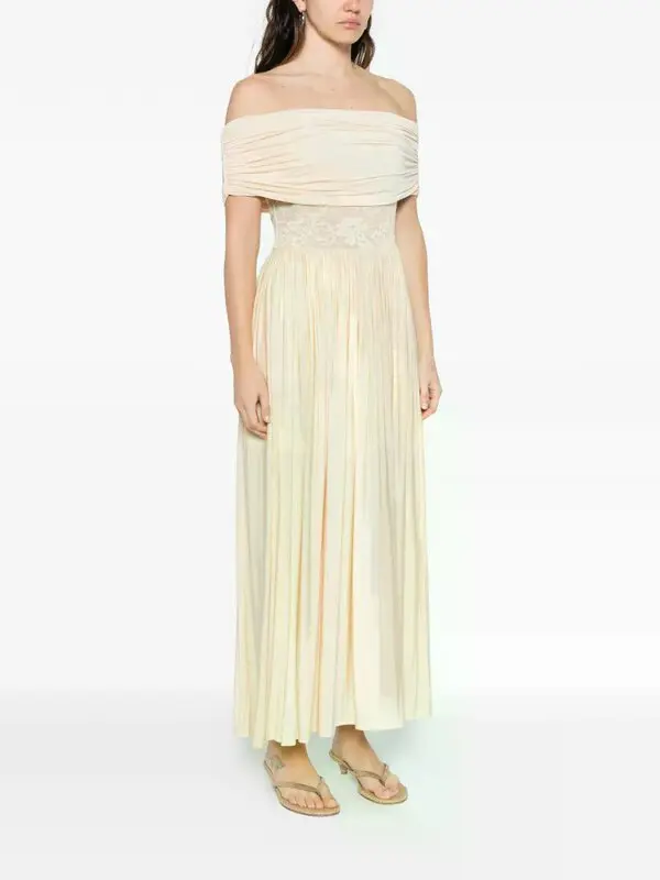 Zimmermann Lace Detail Pleated Maxi Dress - Neutrals