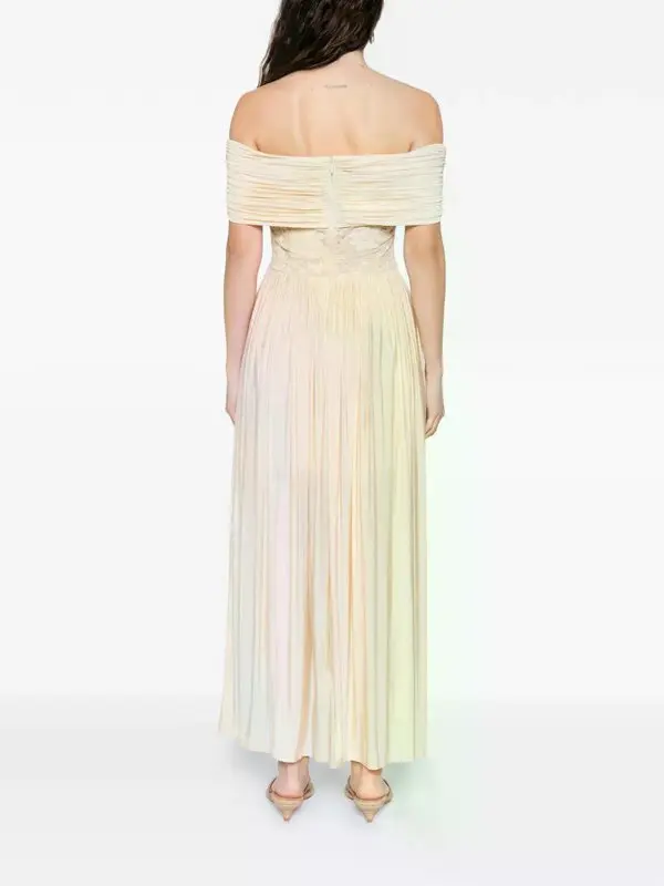 Zimmermann Lace Detail Pleated Maxi Dress - Neutrals