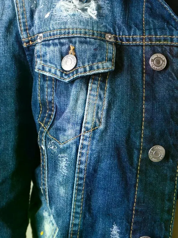 Dsquared2 Cropped Denim Jacket With Distressed Effects