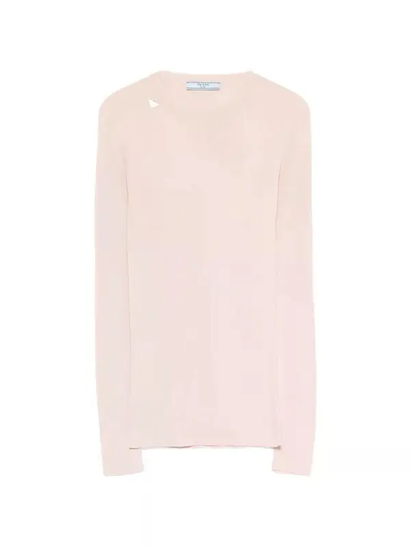 Prada Appliqué Wool Crew Neck Jumper - Pink