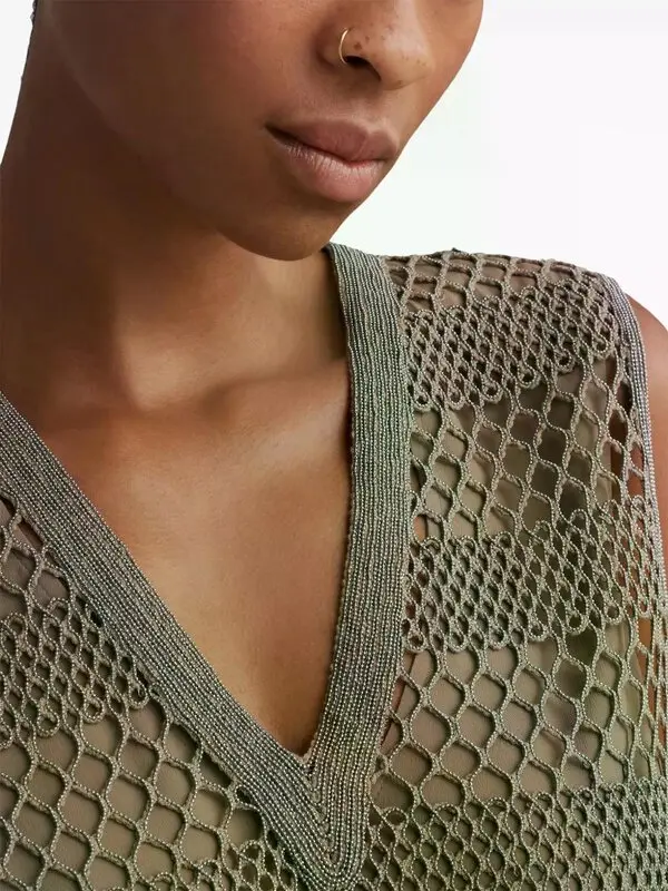Brunello Cucinelli Open Knit Silk Vest