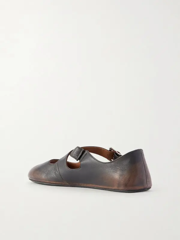 Alaïa Criss-cross Leather Ballet Flats - Brown