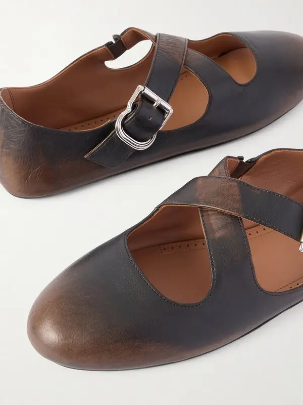 Alaïa Criss-cross Leather Ballet Flats - Brown