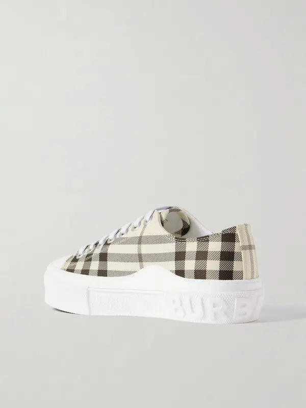 Burberry Checked Canvas Flatform Sneakers - Neutrals