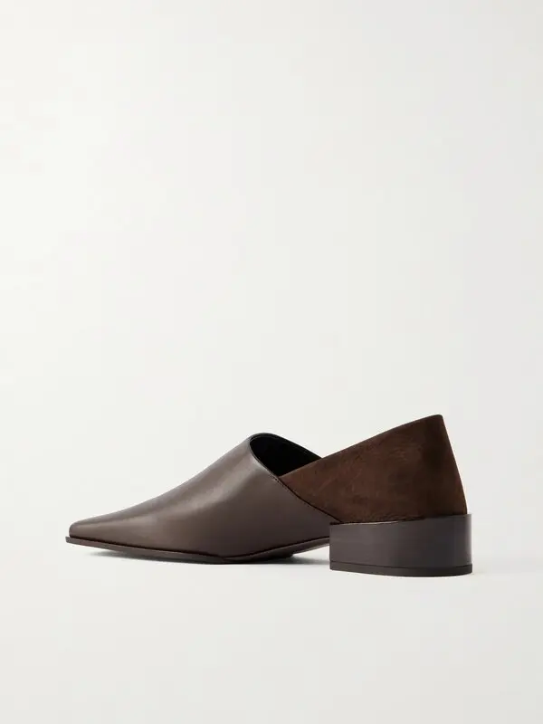 Alaïa Leather And Nubuck Square Toe Loafers - Brown