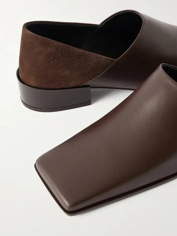 Alaïa Leather And Nubuck Square Toe Loafers - Brown