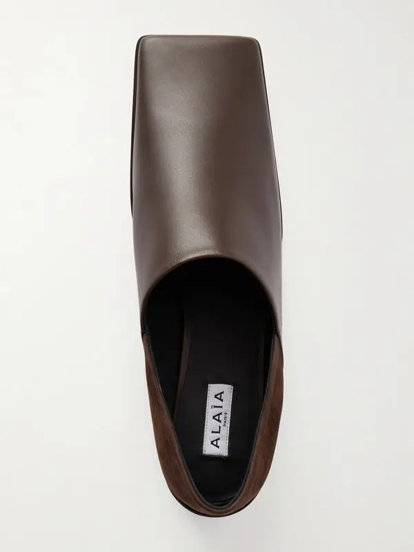 Alaïa Leather And Nubuck Square Toe Loafers - Brown