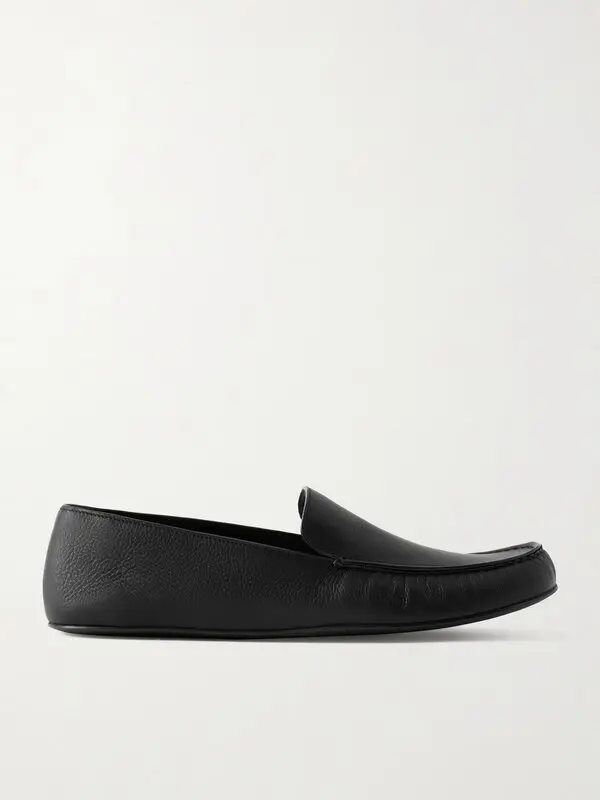 THE ROW Leo Textured-leather Loafers - Black