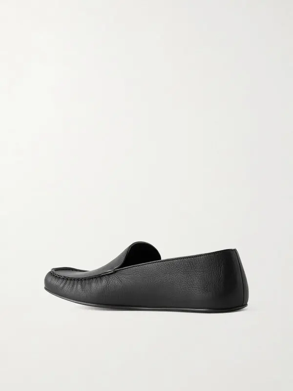 THE ROW Leo Textured-leather Loafers - Black