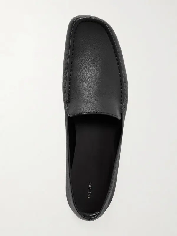 THE ROW Leo Textured-leather Loafers - Black