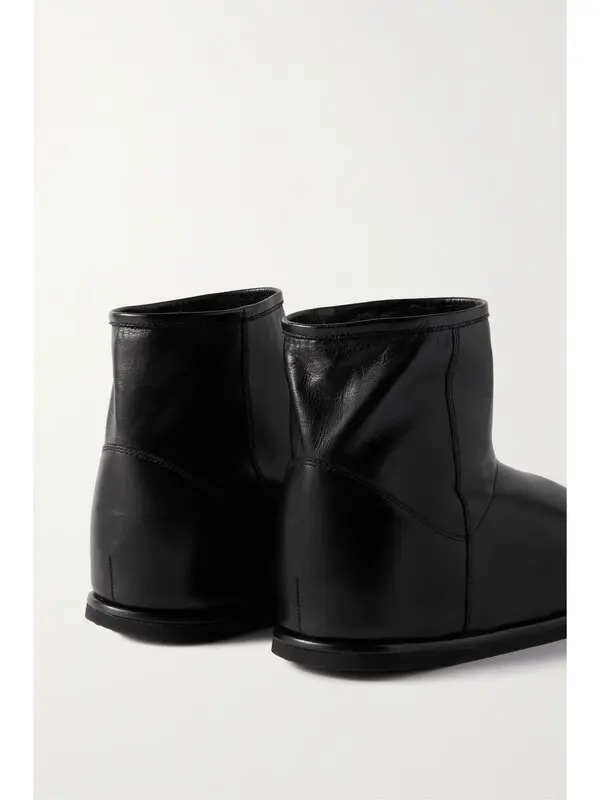 Amina Muaddi Heidi Shearling-lined Leather Boots - Black