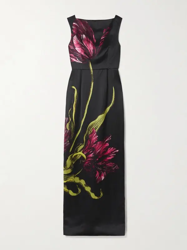 Erdem Floral-print Duchesse-satin Gown