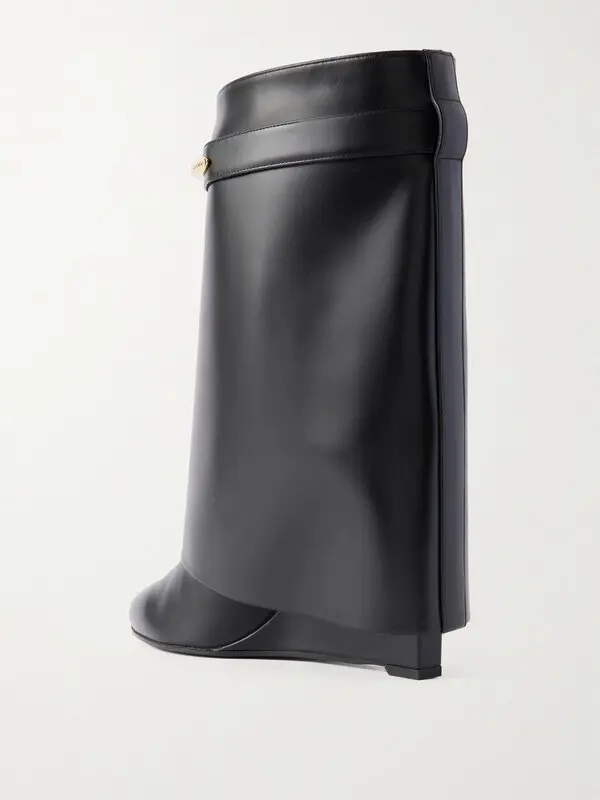 Givenchy Shark Embellished Leather Ankle Boots - Black
