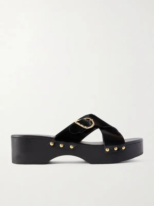 ANCIENT GREEK SANDALS Marilisa Sabot Studded Leather Clogs - Black