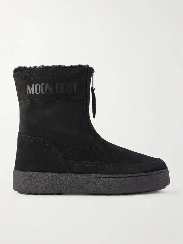 Moon Boot Lara Suede And Shearling Ankle Boots