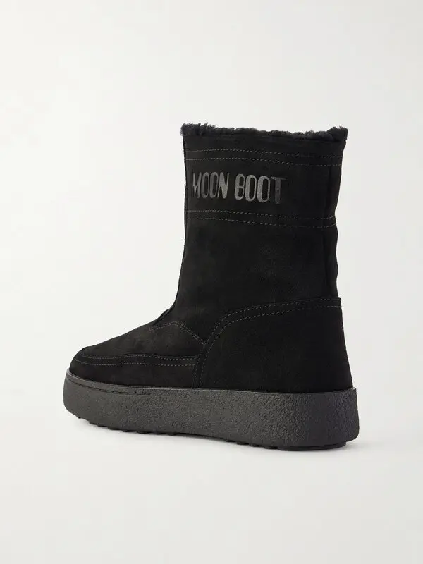 Moon Boot Lara Suede And Shearling Ankle Boots