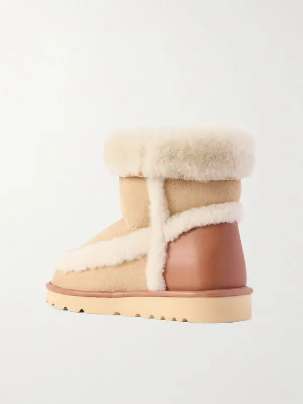 Chloé Dolcie Shearling-trimmed Suede Ankle Boots - Neutrals