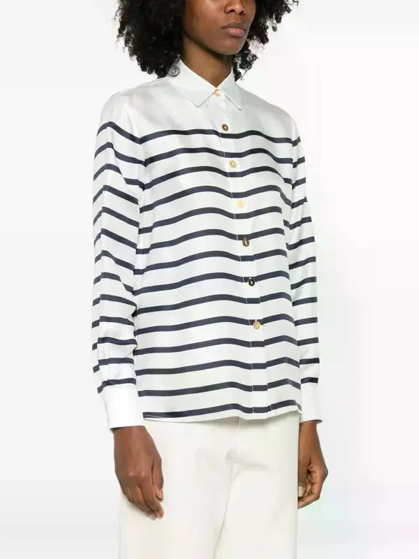 Françoise Striped Silk Buttoned Top