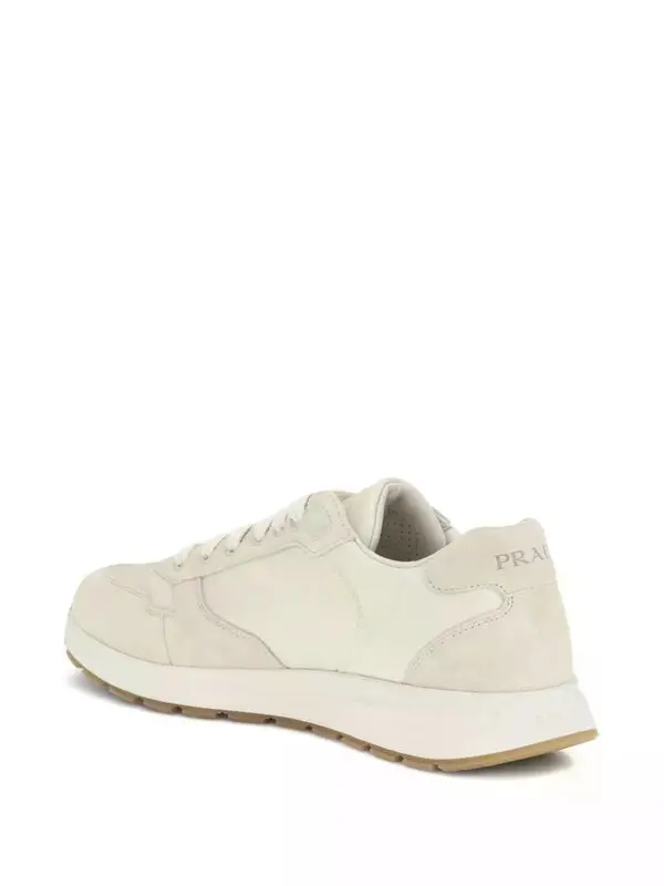 Prada Triangle Logo Low Top Sneakers - Neutrals