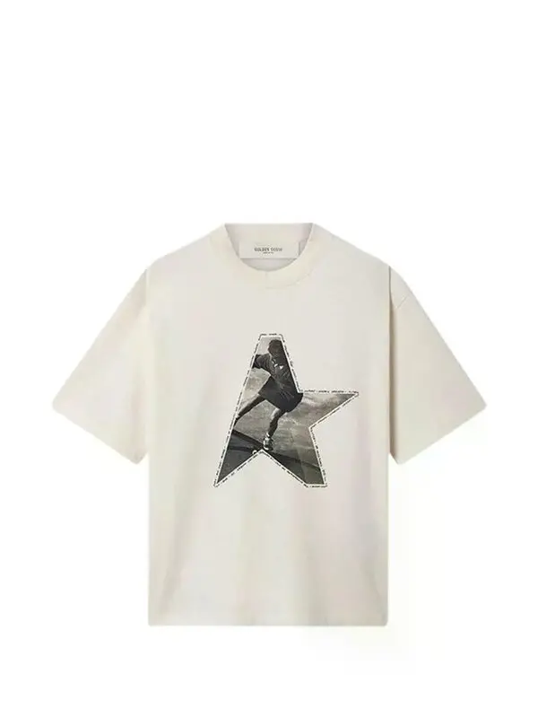 GOLDEN GOOSE Star Print Cotton T-shirt - Neutrals