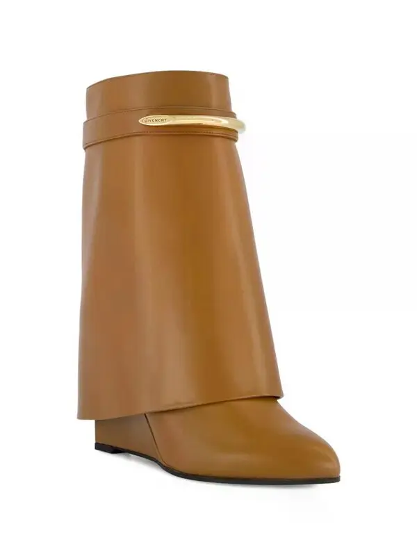 Givenchy Ankle Leather Boots With Gold-tone Hardware - Brown