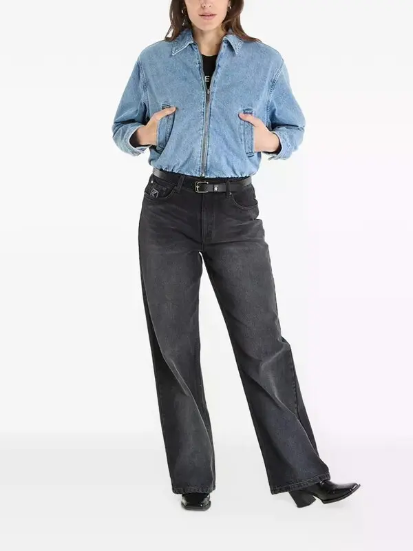 Michael Kors Denim Zip-up Jacket With Elasticated Hem - Blue