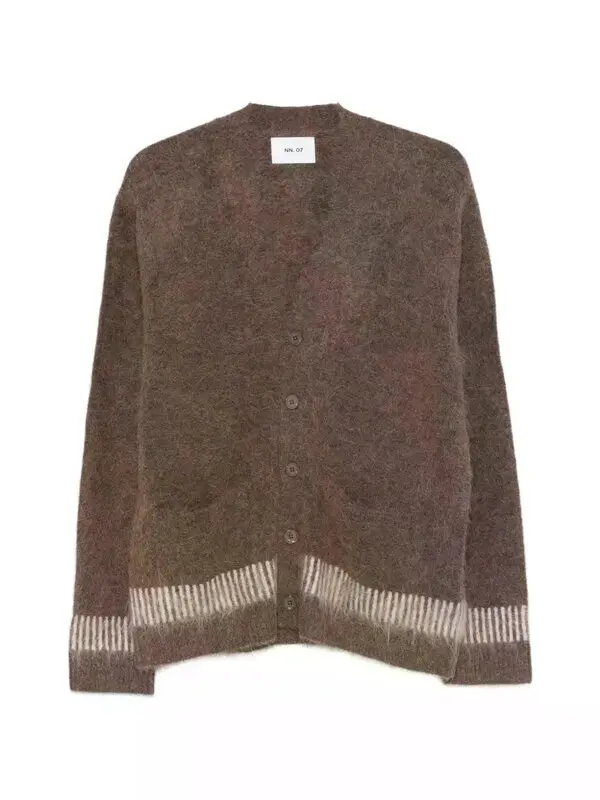 Nn07 V-neck Cardigan With Striped Trim