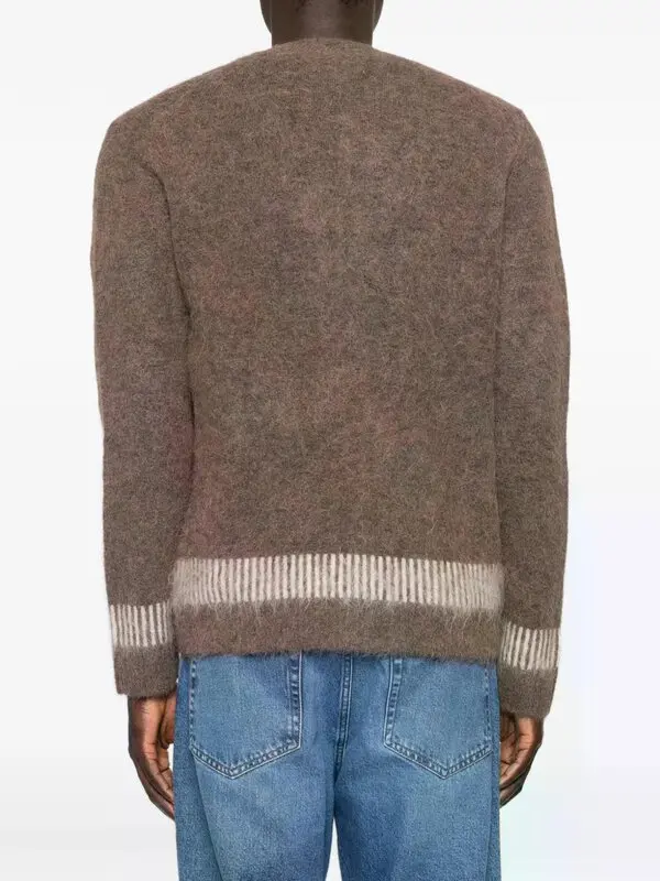 Nn07 V-neck Cardigan With Striped Trim