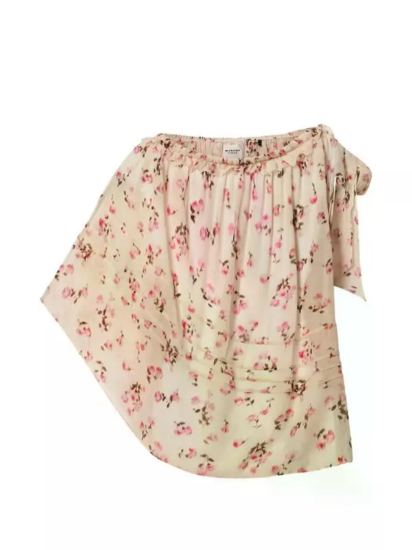 MARANT ETOILE Loeva Floral One-shoulder Blouse - Neutrals