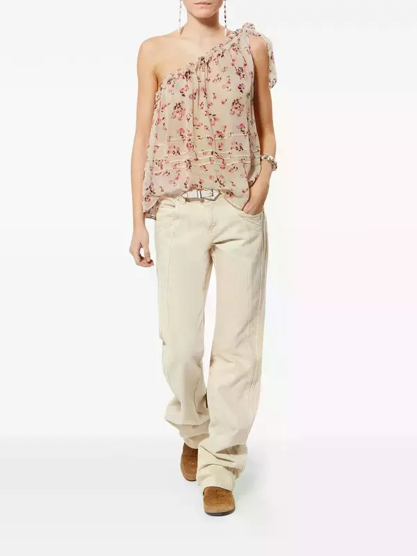 MARANT ETOILE Loeva Floral One-shoulder Blouse - Neutrals