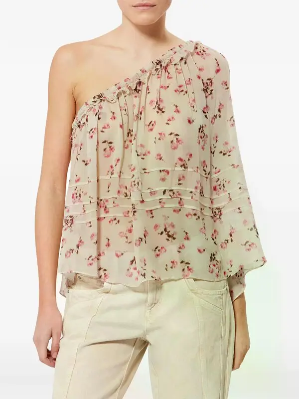 MARANT ETOILE Loeva Floral One-shoulder Blouse - Neutrals