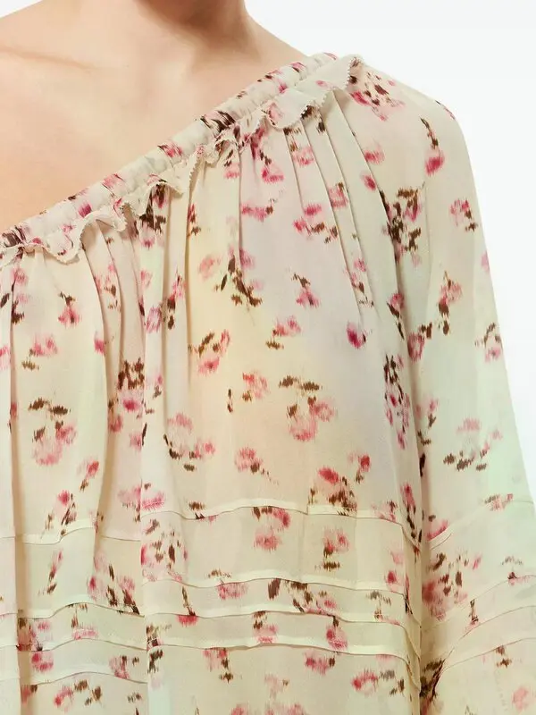 MARANT ETOILE Loeva Floral One-shoulder Blouse - Neutrals