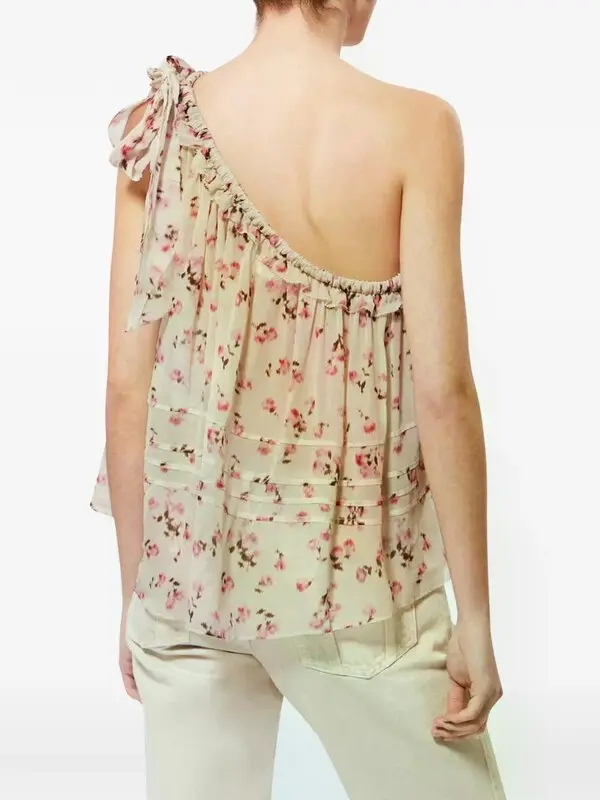 MARANT ETOILE Loeva Floral One-shoulder Blouse - Neutrals