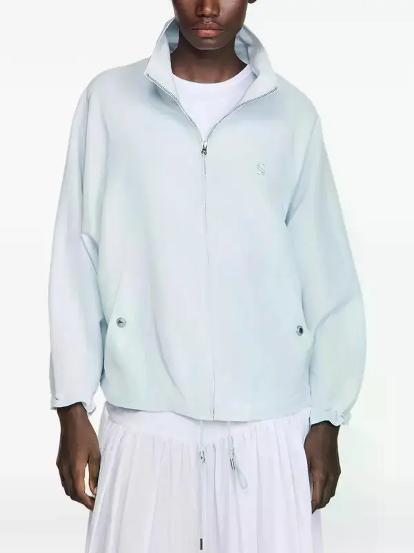 Sandro Logo-embroidered Funnel Neck Jacket - Blue