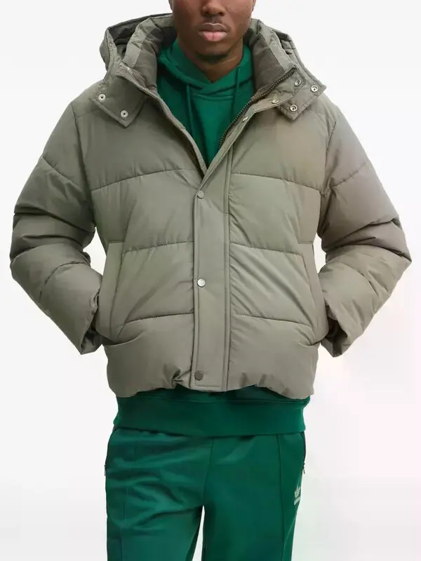 Abercrombie Puffer Jacket With Concealed Zip And Hood - Grey