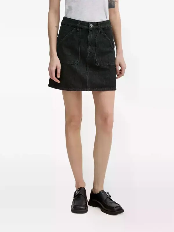Filippa K Denim Mini Skirt With Logo Patch