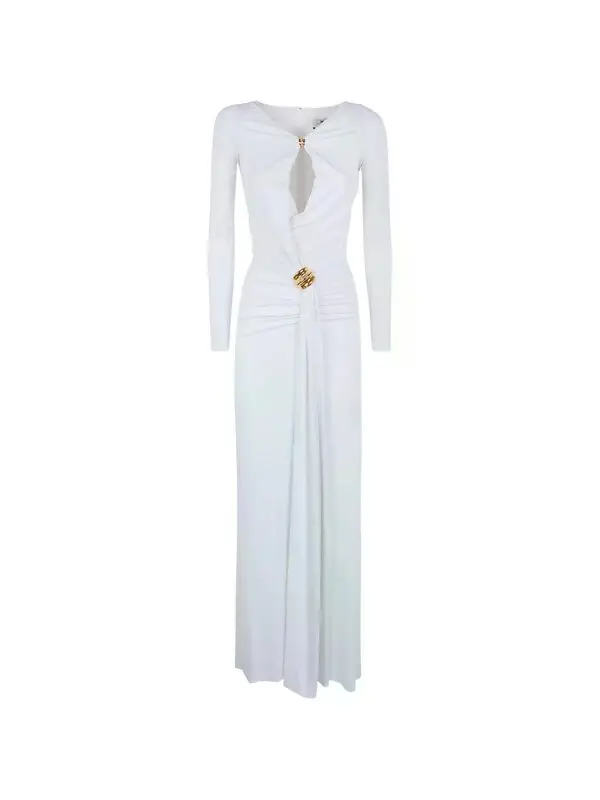 Elisabetta Franchi Maxi Dress With Gold-tone Hardware - White