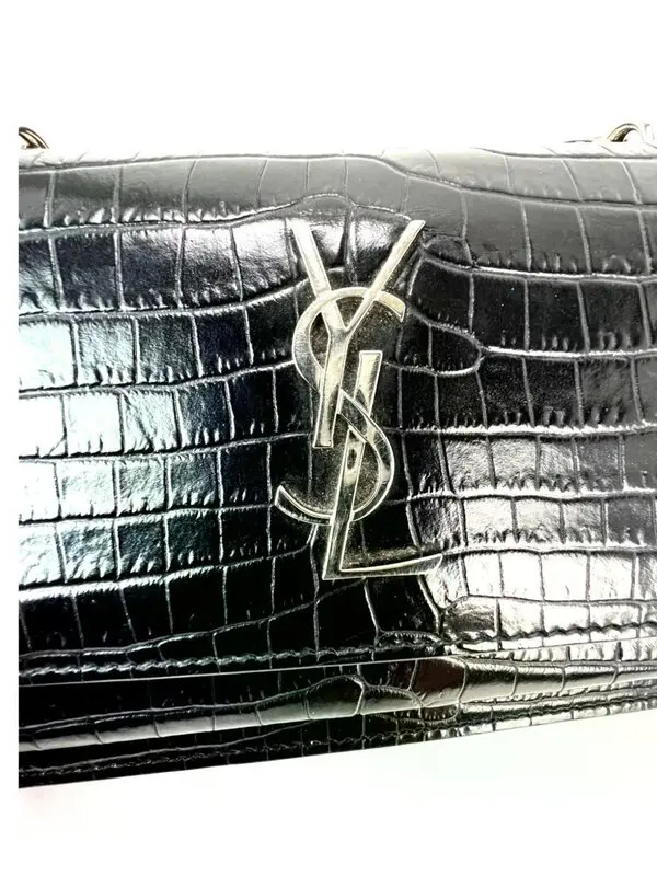 Saint Laurent Crocodile Embossed Chain Tote Bag