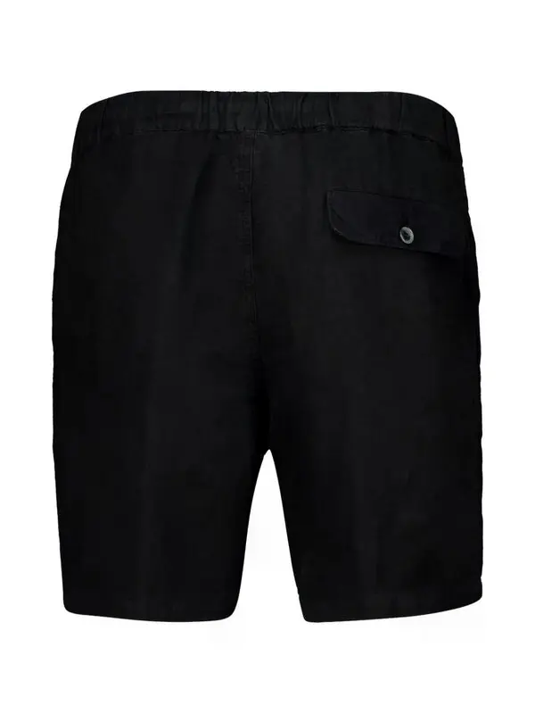 120% Lino Linen Drawstring Waist Shorts - Black