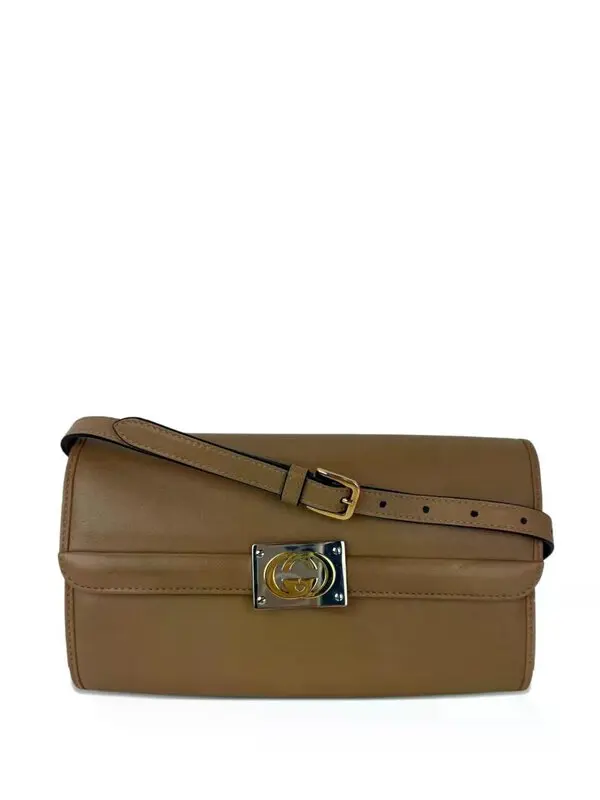 Gucci G Matisse Linea Interlocking Leather Clutch Bag - Brown