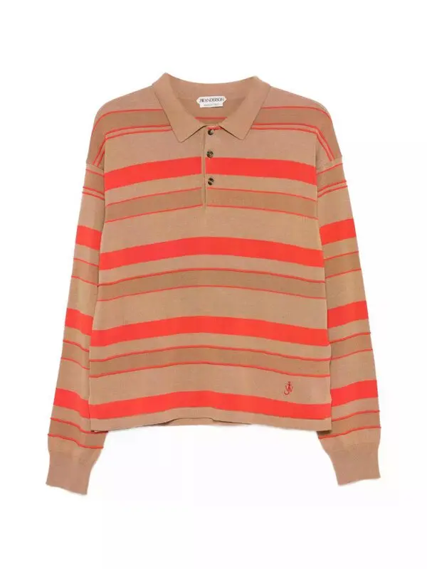 JW Anderson Striped Logo-embroidered Polo Shirt - Neutrals
