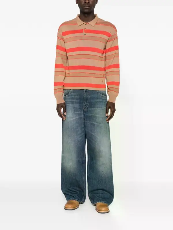 JW Anderson Striped Logo-embroidered Polo Shirt - Neutrals