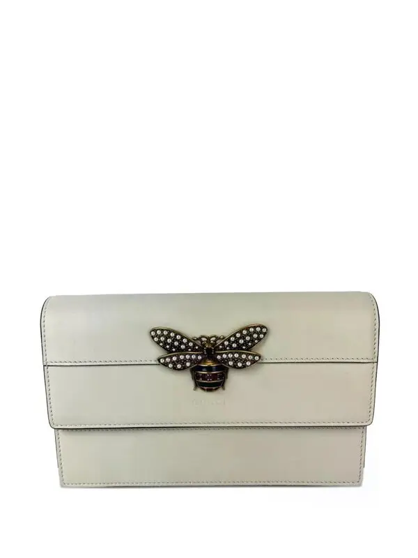 Gucci Queen Margaret Bee Chain Clutch Bag - Neutrals