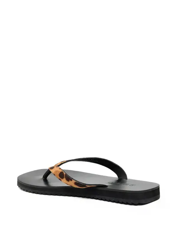 Senso Leopard Print Leather Flip Flops - Brown